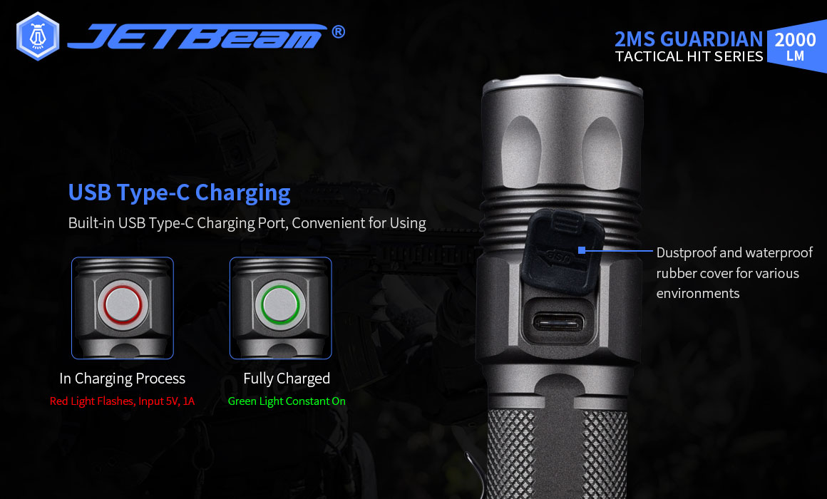 2MS Tactical Flashlight 2000 lumens - Jietemingdianzi