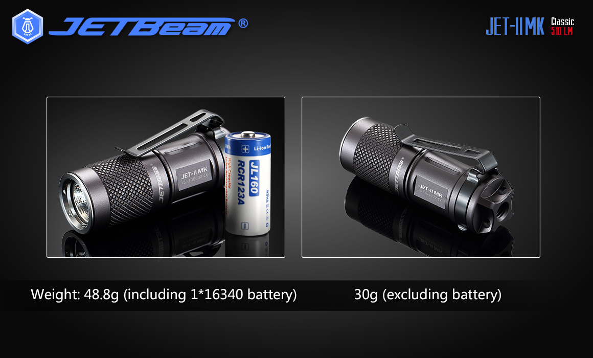 JET-II MK Everyday Carry Flashlight 510 Lumens - Jietemingdianzi