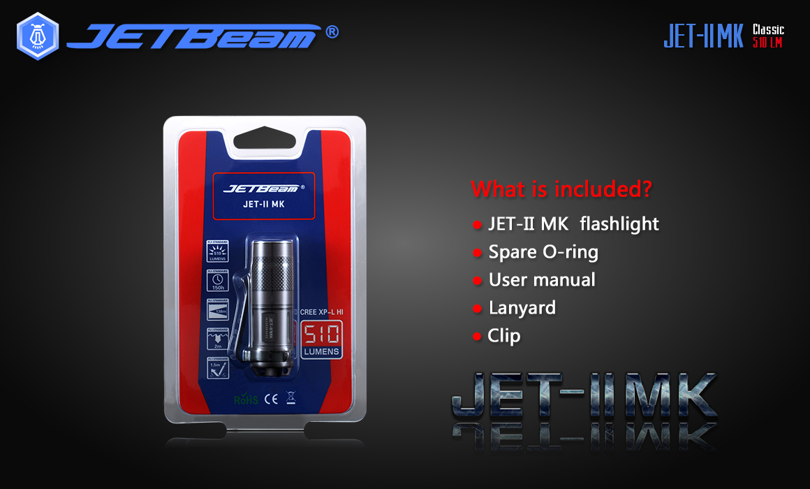 JET-II MK Everyday Carry Flashlight 510 Lumens - Jietemingdianzi