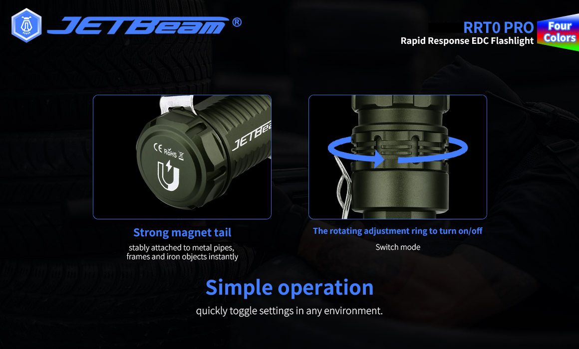 RRT0 PRO EDC RGB Flashlight Magnetic Ring 1680LM - Jietemingdianzi